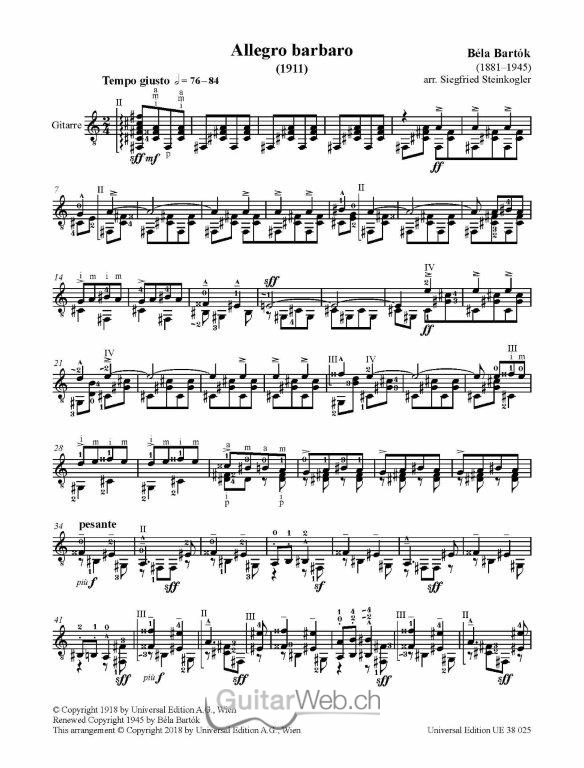 Allegro barbaro - guitarWeb-Shop - Gitarre Noten, Saiten und Zubehör
