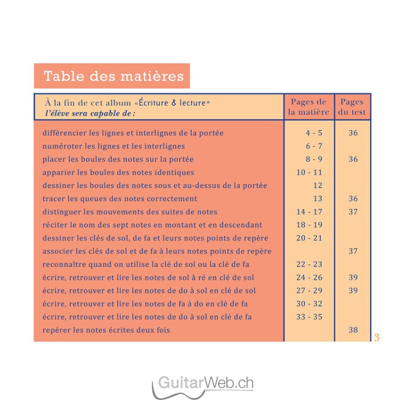À la conquête du solfège, Écriture et lecture - Méthode sensorielle