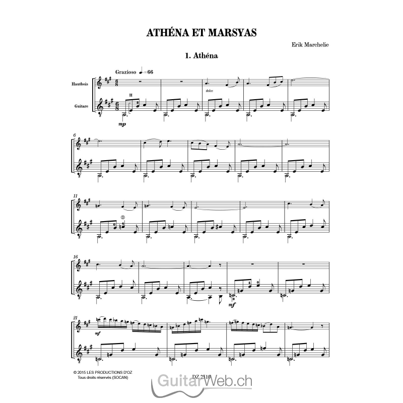 Athéna et Marsyas (oboe & guitar) - guitarWeb-Shop - Gitarre Noten, S