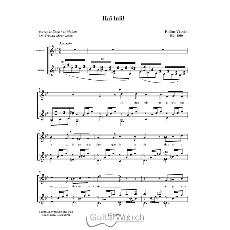 Haï luli! / Les filles de Cadix (Guitare et voix) - guitarWeb-Shop